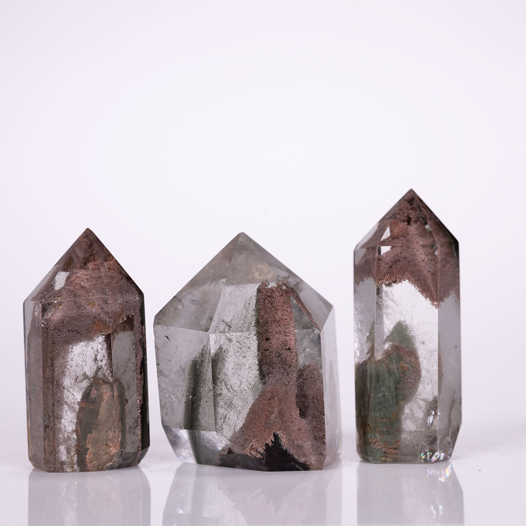 Pink / Green Chlorite Included Point - Majestic Crystal Wholesale