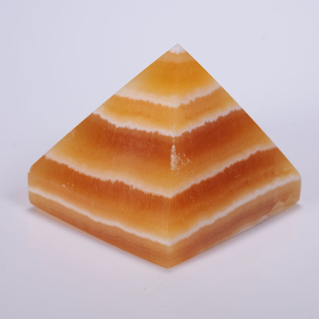 Grams Of Banded Honey Calcite Pyramid - Majestic Crystal Wholesale